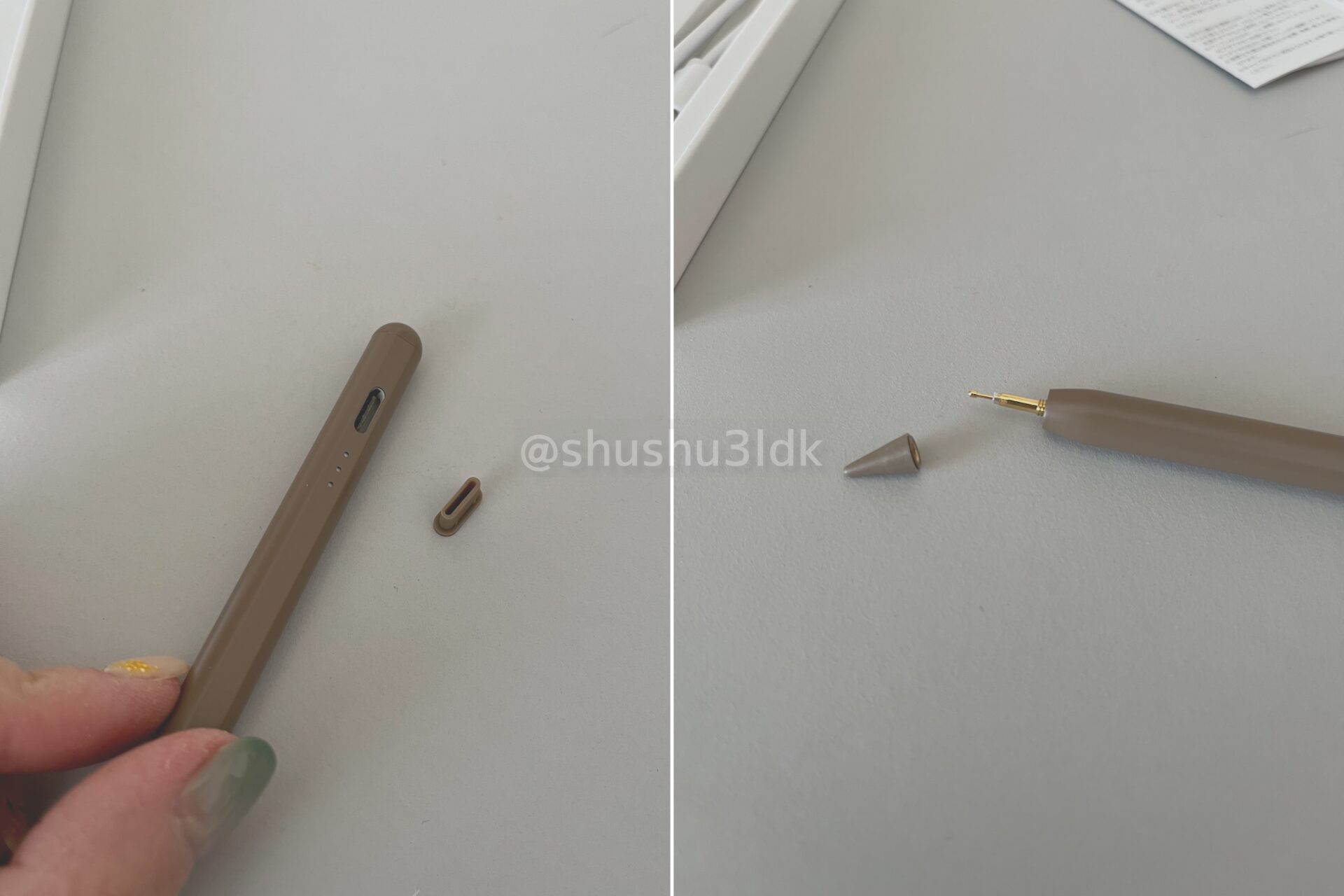 【3COINS】スリコのiPad専用タッチペンはグレージュカラーかつプチプラでおすすめ！Apple Pencilと比較してみましたしゅしゅファミリー